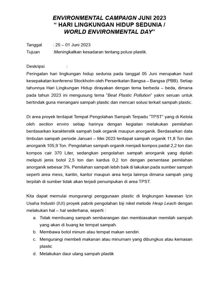Materi Enviro Talk Juni 2023 | PDF