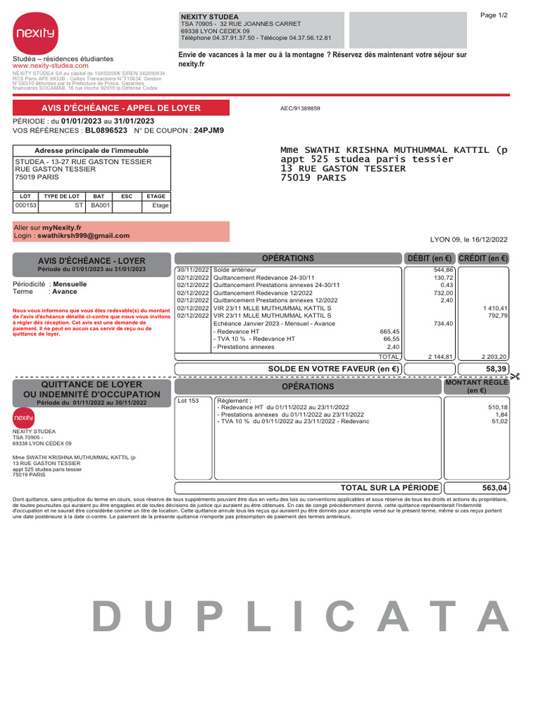 Previous Rent Receipts 2023 | PDF