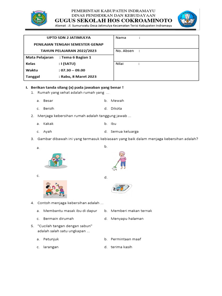 SOAL PTS KELAS 1 (Tema 6 Subtema 1 Dan 2) - Fix | PDF