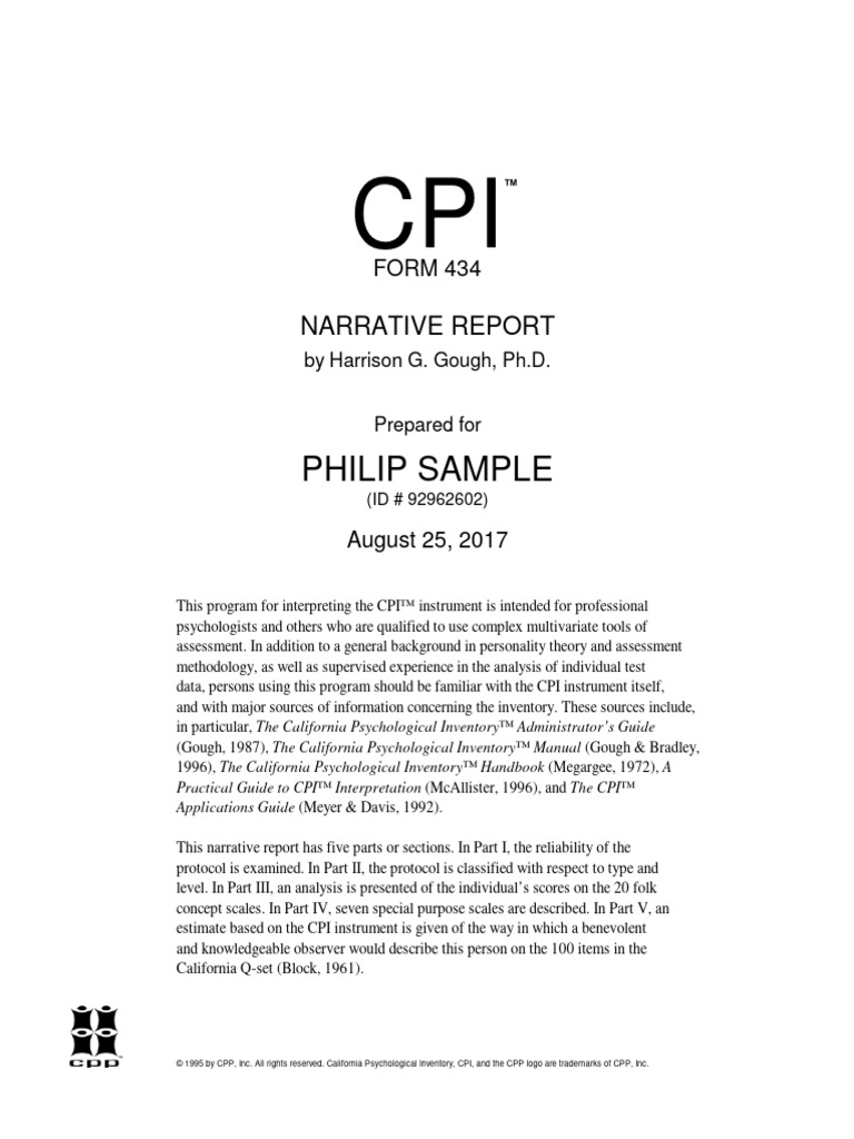 Sample CPI 434 Narrative Report | PDF