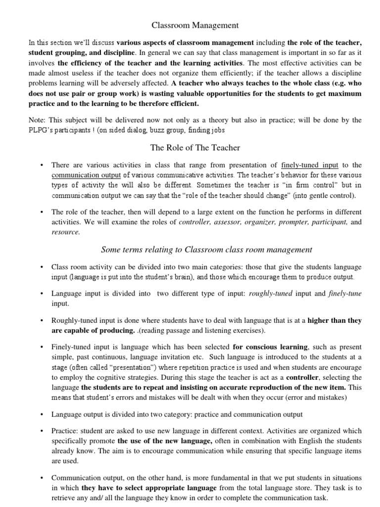 Classroom Management: Some Terms Relating To Classroom Class Room ...