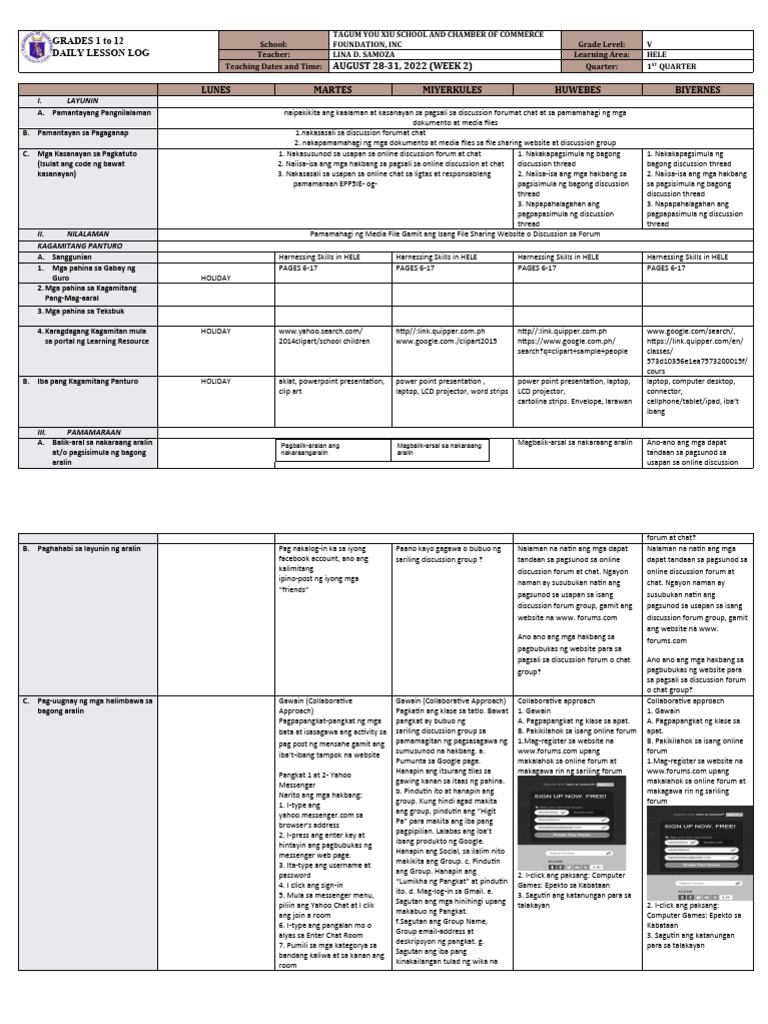 DLL - Epp 5 - Q1 - W2 | PDF
