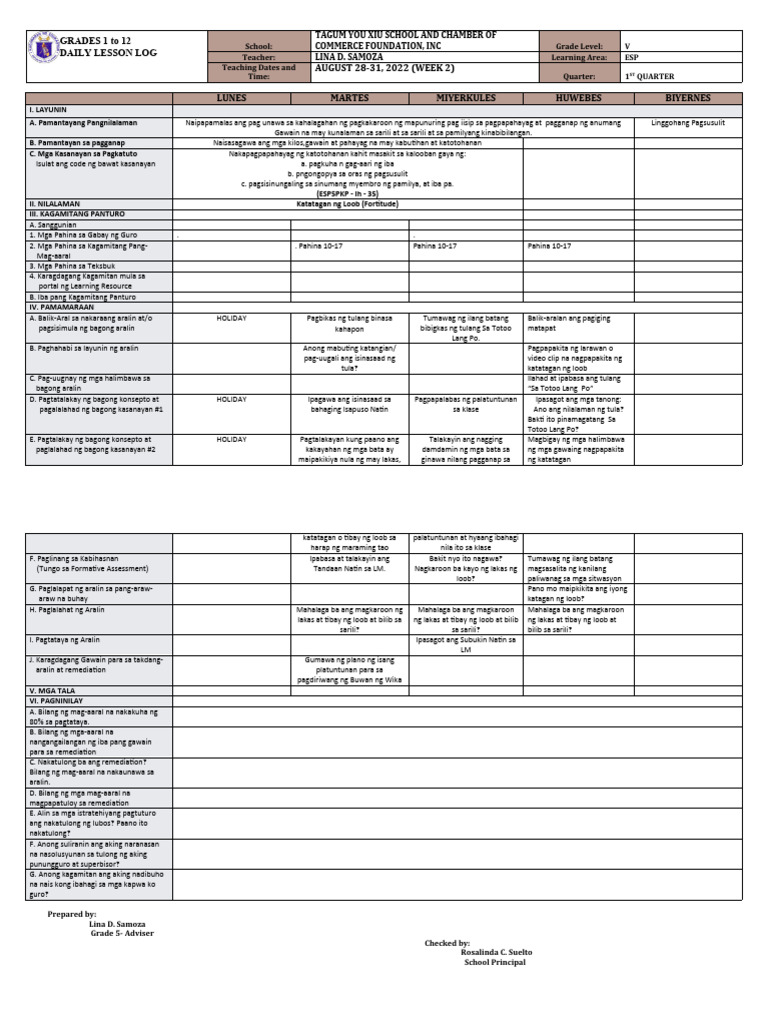 DLL - Esp 5 - Q1 - W2 | PDF