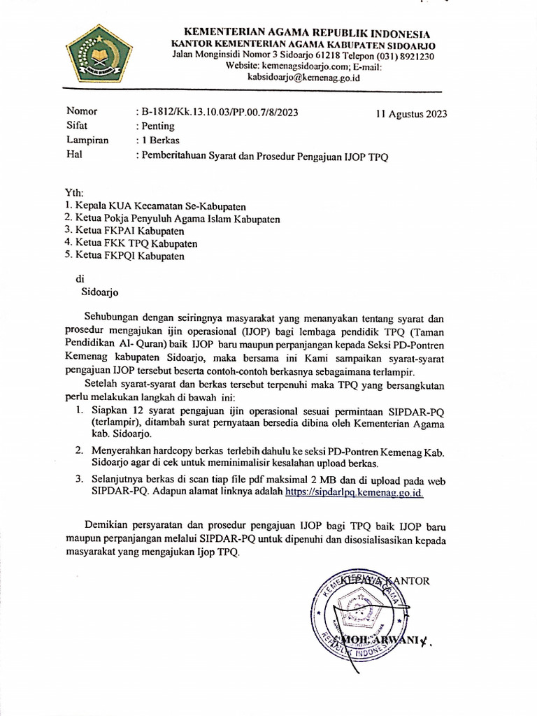 Contoh Proposal IJOP TPQ | PDF