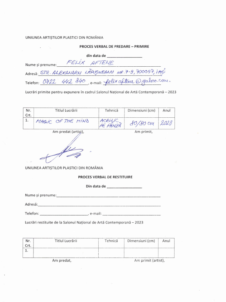 UAPR Iasi - Bonuri de Predare-Primire SNAC | PDF