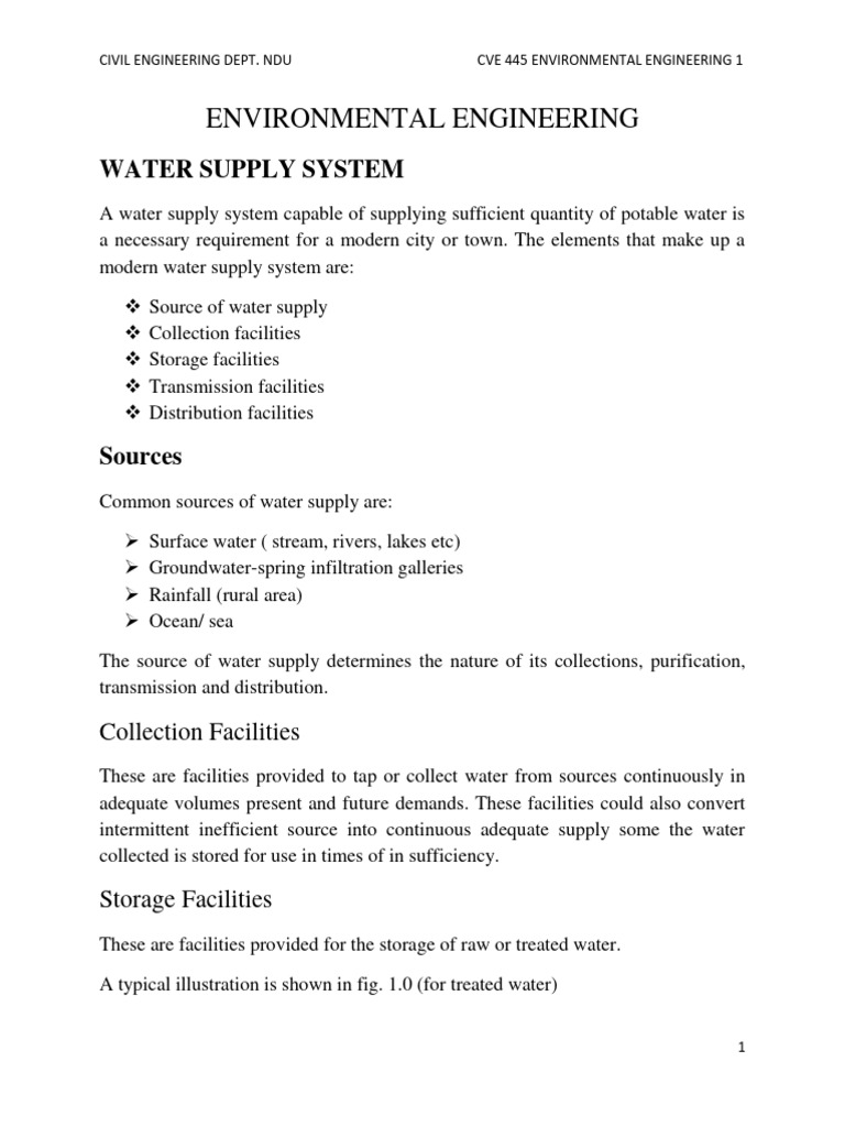 Environmental Engineering 1 Lecture Note | PDF