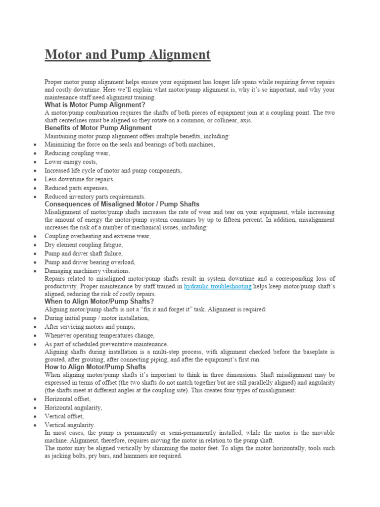 Motor and Pump Alignment | PDF