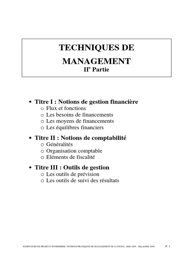 Cours Ensp Tech Management II | PDF