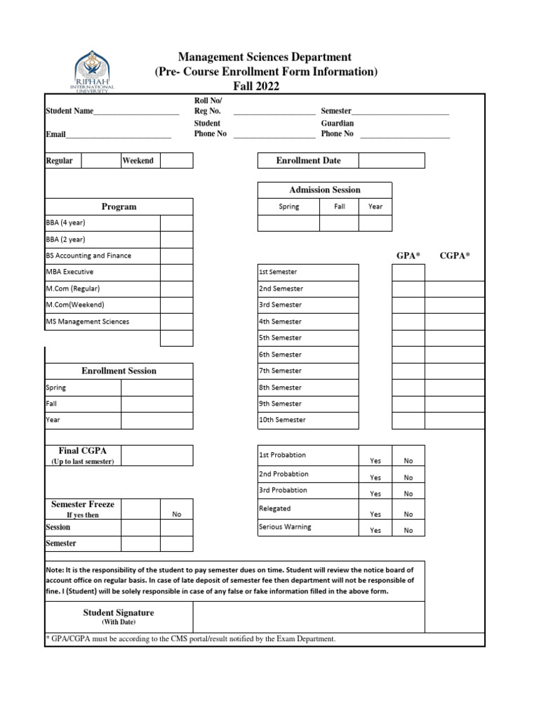 Pre-Requisite Form For Students Updated1 | PDF