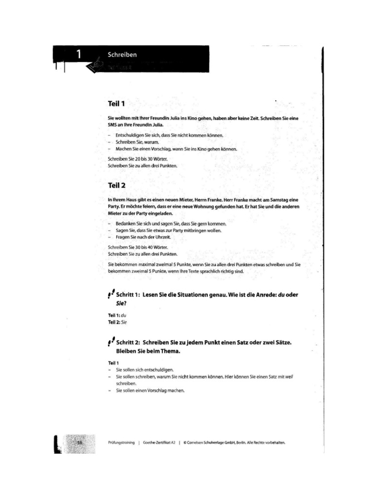 A2 Goethe Schreiben | PDF