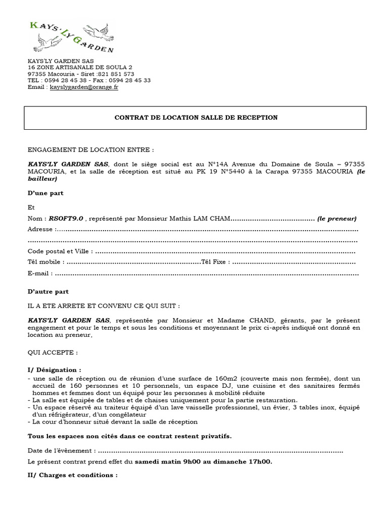 Modele Type de Contrat de Location | PDF