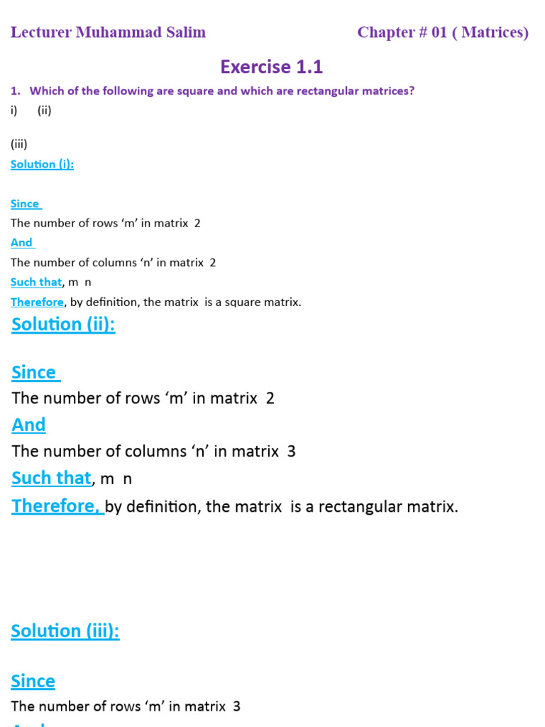 Examples of Matrix Operation | PDF