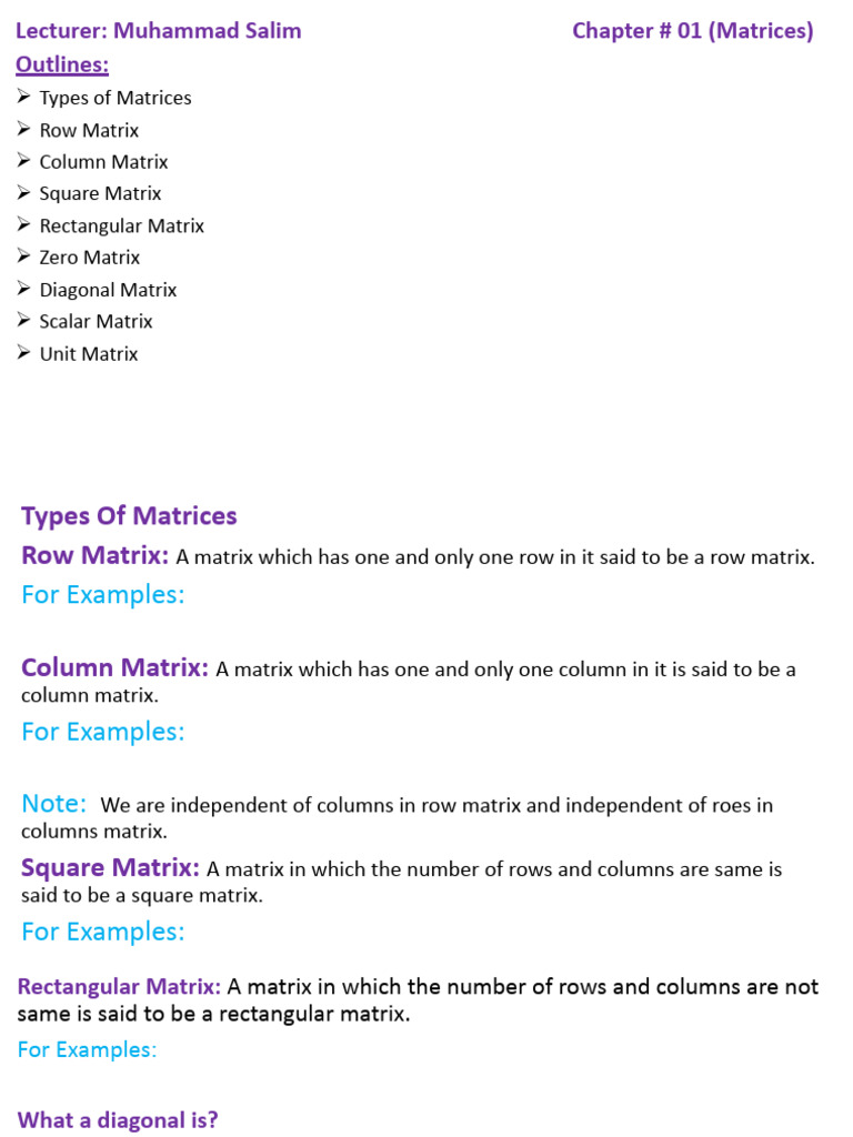 Types of Matrix | PDF
