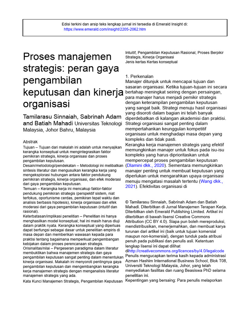 SUB INDO A Strategic Management Process | PDF