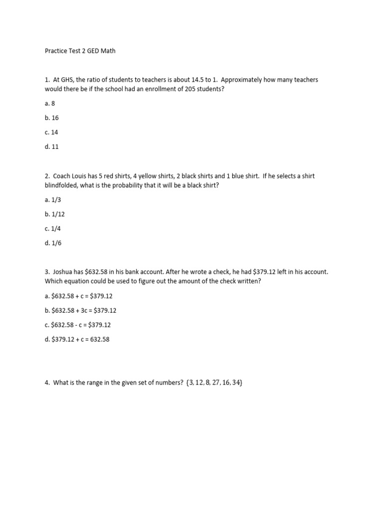 Practice Math Test 2 | PDF