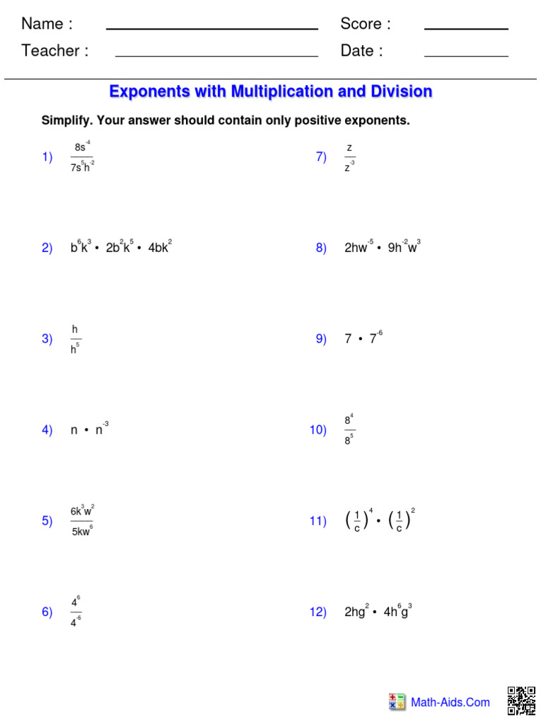 Exponents Multi Division | PDF