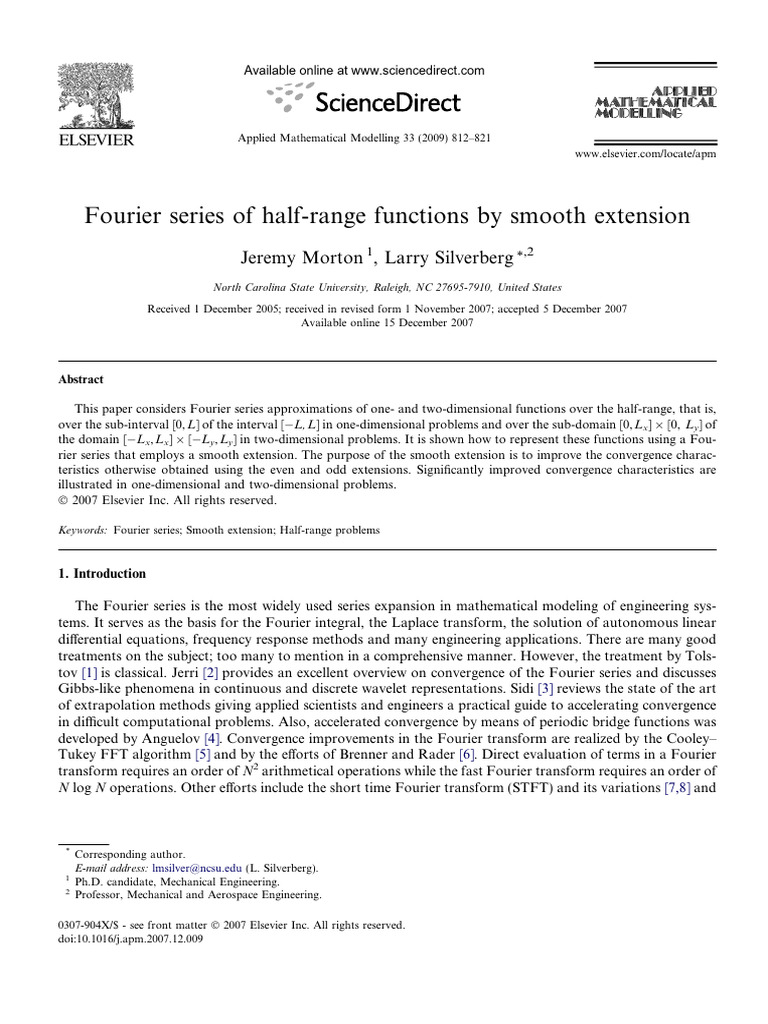 2009 Fourier Series of Half Range Functions | PDF