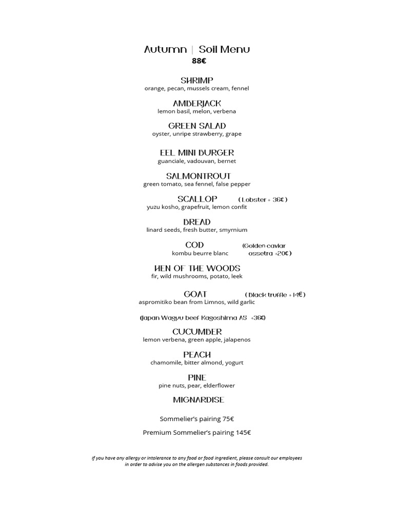 Autumn Soil Menu | PDF