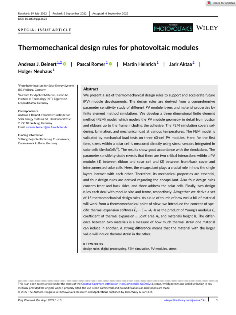 Thermomechanical Design Rules For PV Modules | PDF