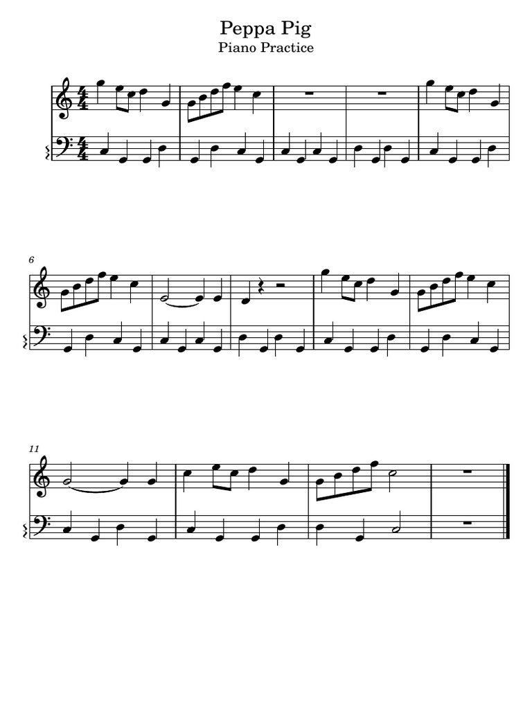 Peppa Pig Intro Song Piano Practice | PDF