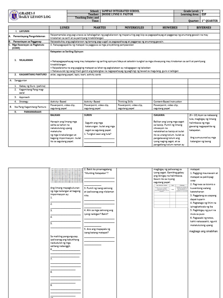 DLL - Esp 5 - Q1 - W6 | PDF