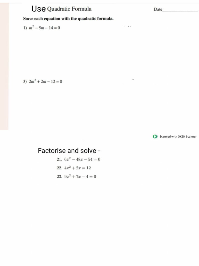 Quadratic - Solve | PDF