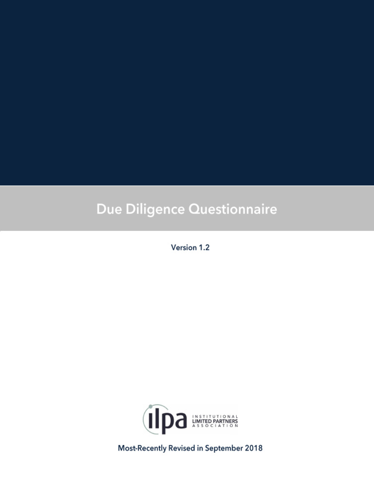 ILPA Due Diligence Questionnaire v1.2 | PDF