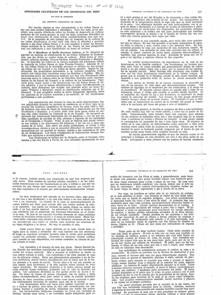 AFINIDADES CULTURALES DE LOS AMAHUACA - Kietzman, Dale | PDF