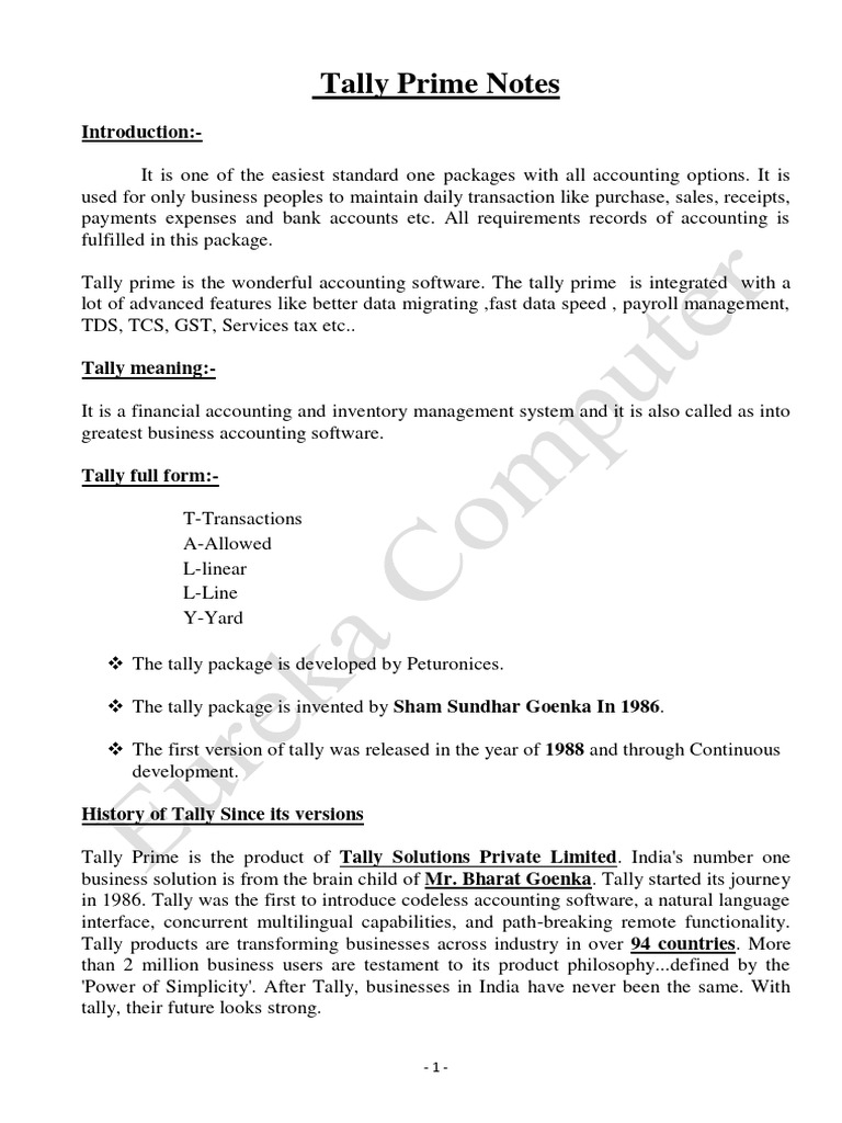 TALLY Prime NOTES (Saahitya) 123eure | PDF TALLY Prime NOTES (Saahitya) 123eure | PDF