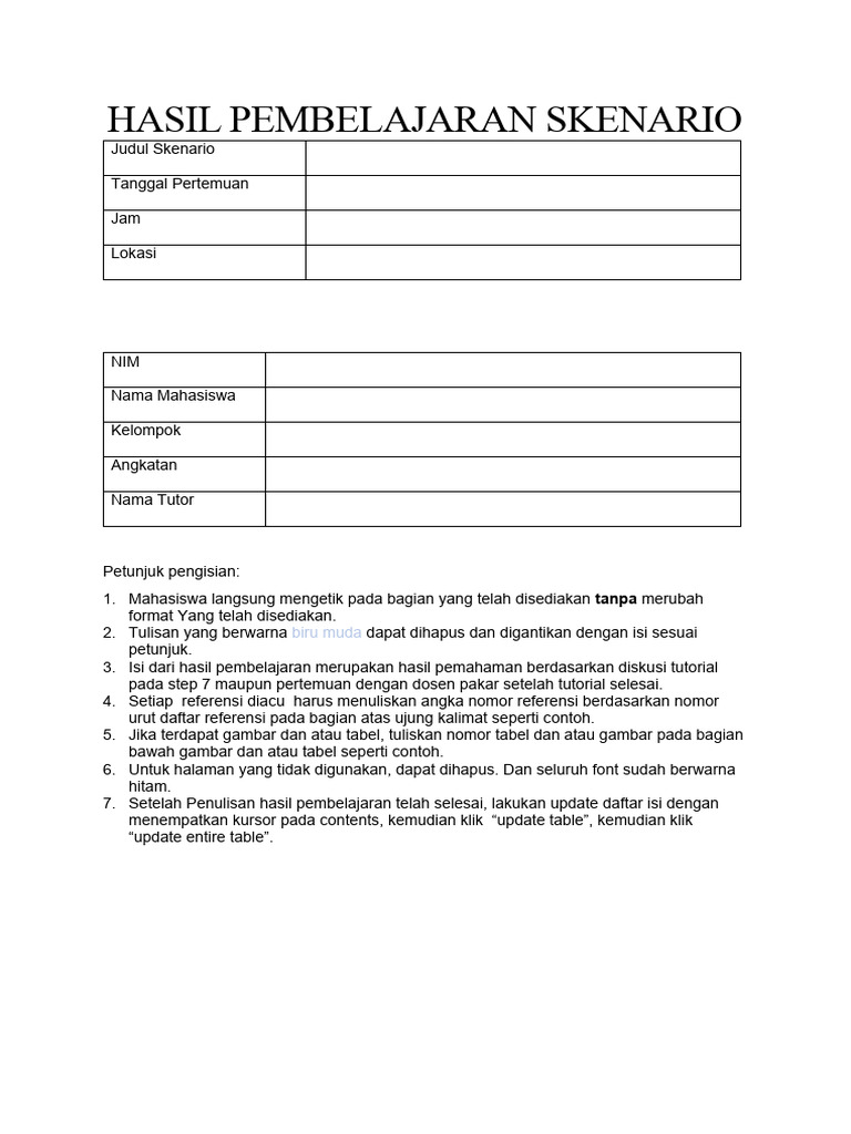 Template Hasil Pembelajaran Skenario | PDF | Komputer