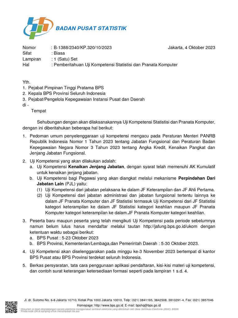 Surat Pemberitahuan Ukom Stat Prakom November 2023 | PDF