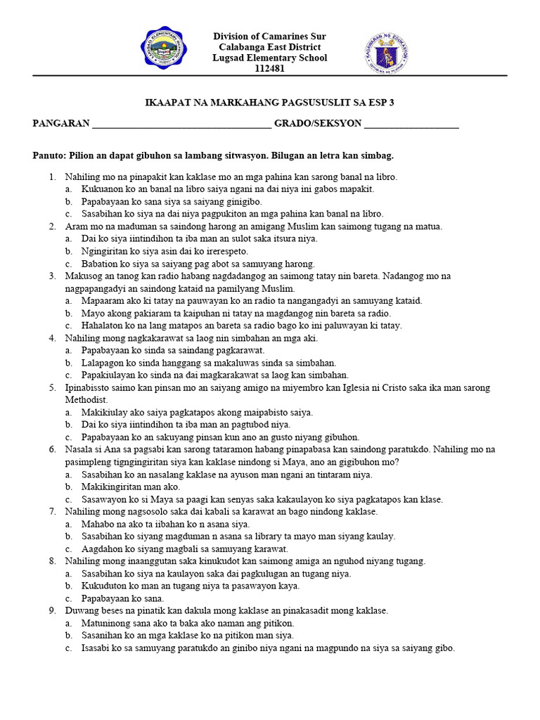 PT - Esp 3 - Q4 | PDF