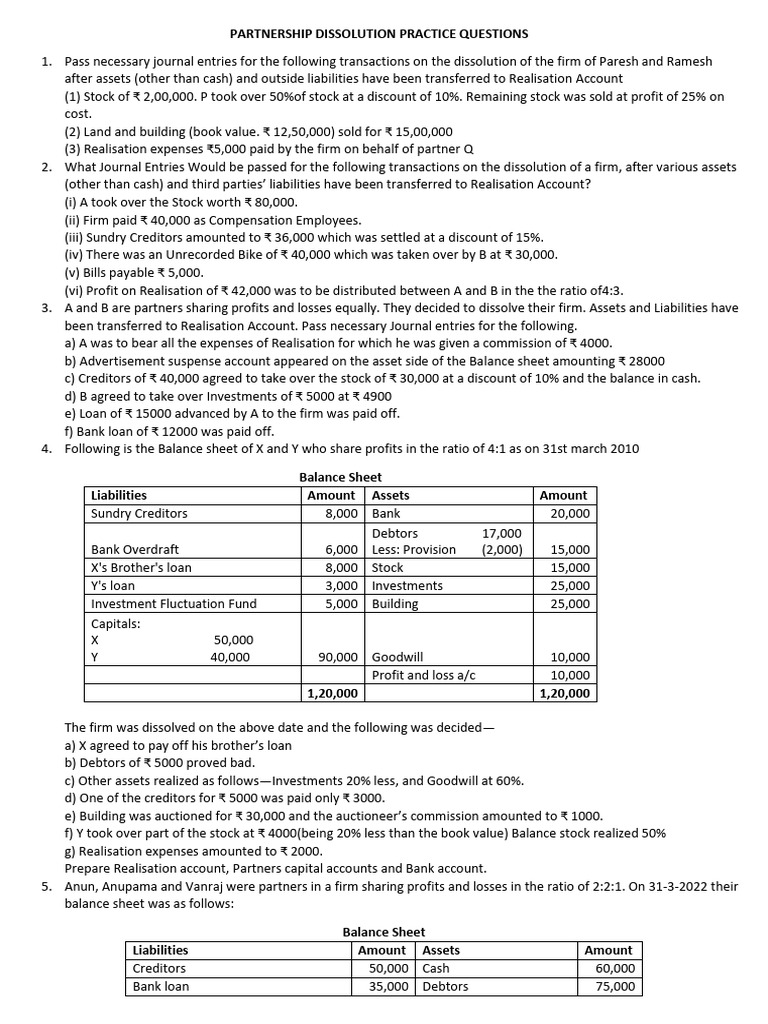 Dissolution Practice Questions | PDF