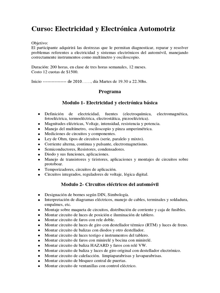 Curso Electricidad Electronica Automotriz | PDF | Tecnología
