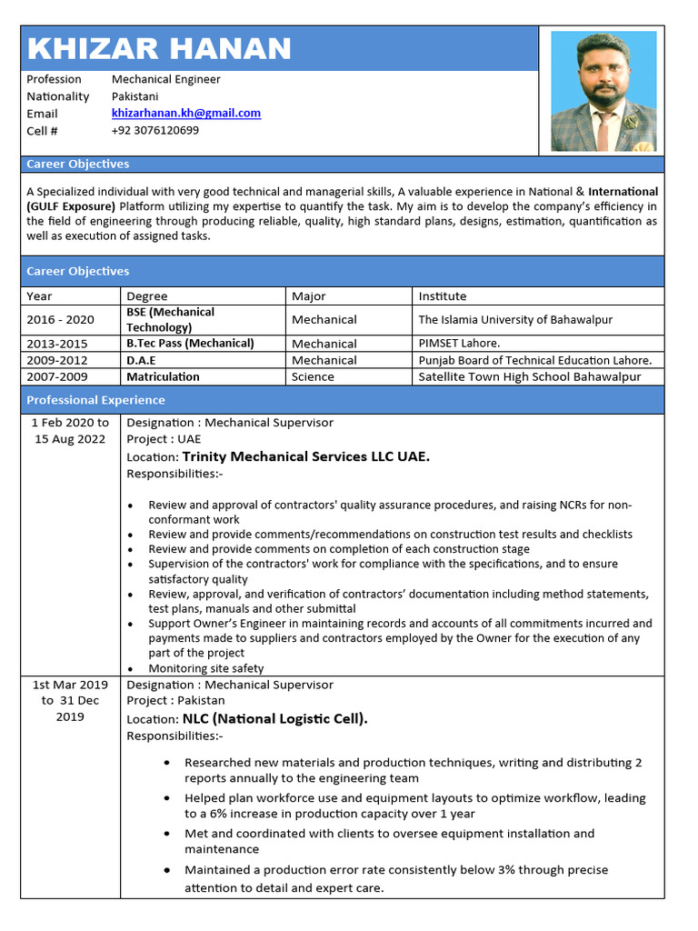 KHIZAR HANAN Updated CV | PDF