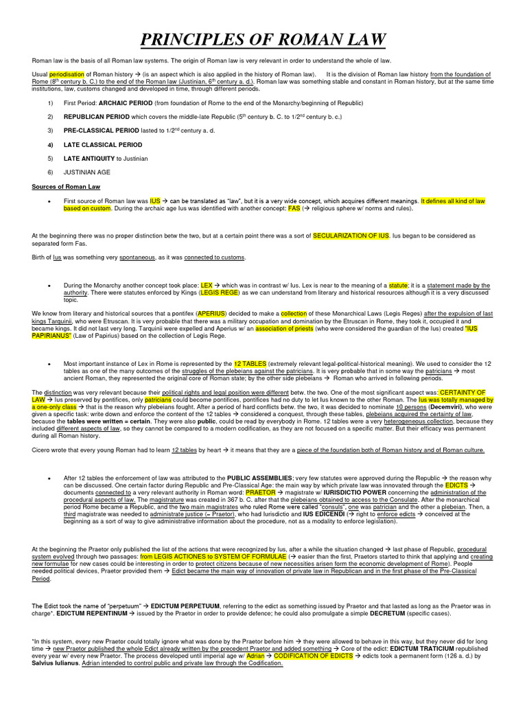 Overview of Roman Law Principles | PDF