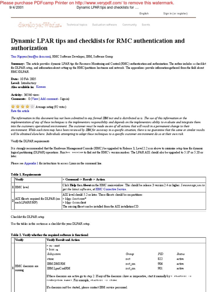 Dynamic Lpar Tips And Checklists For Rmc Authentication And Authorization Pdf Computer