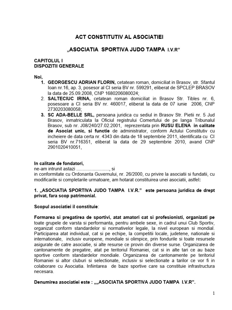 Act Constitutiv 1.03. | PDF