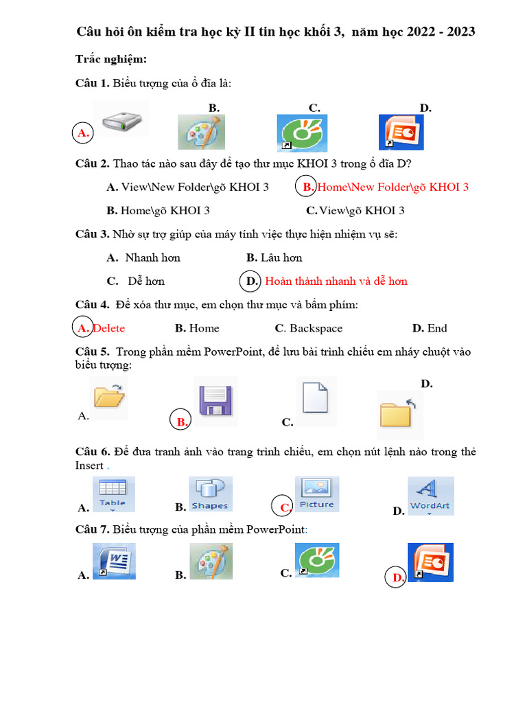 CÂU HỎI ÔN TẬP LỚP 3 HKII | PDF
