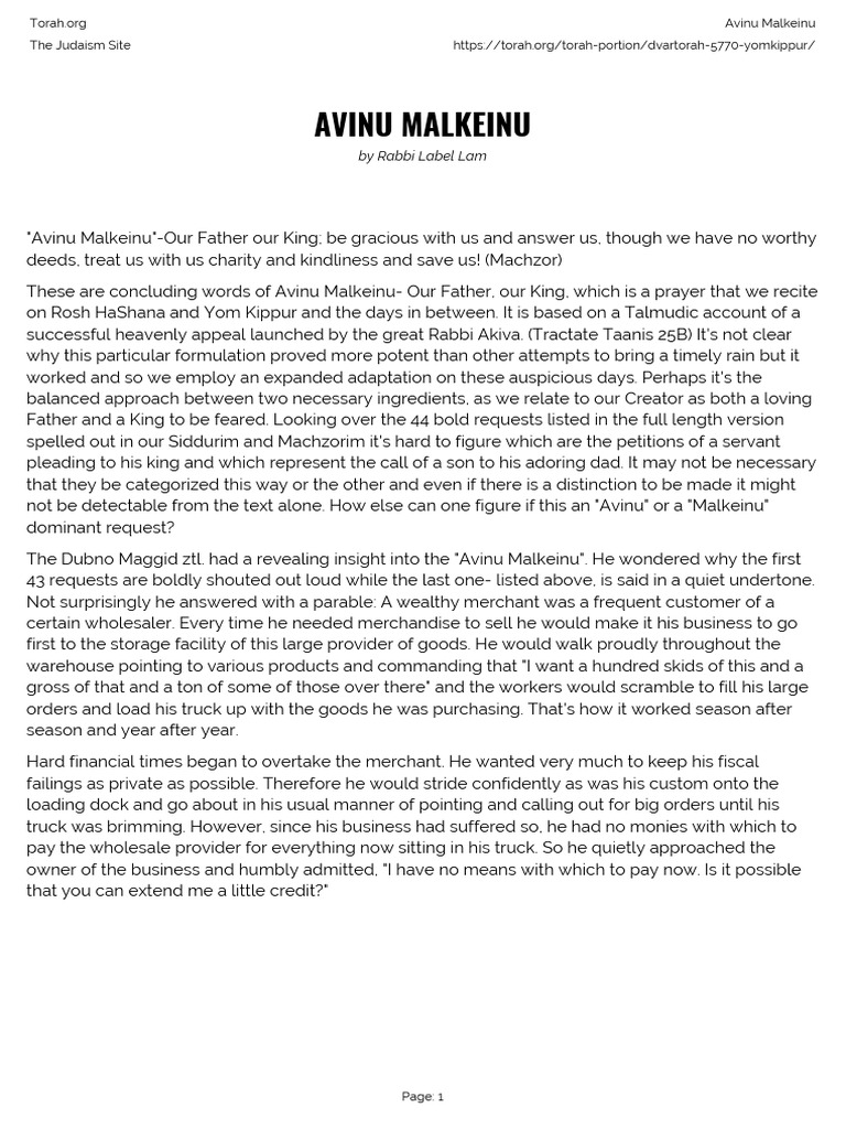 Avinu Malkeinu | PDF