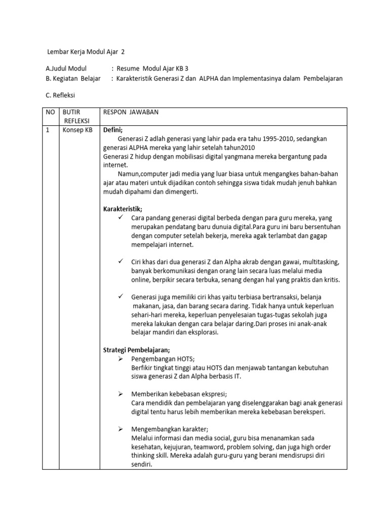 Lembar Kerja Resume Modul 2 KB 4 | PDF