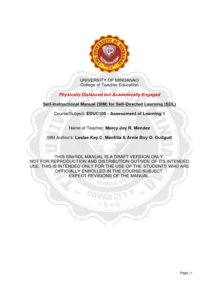 Educ 105 Sim (4th - 5th Weeks) | PDF