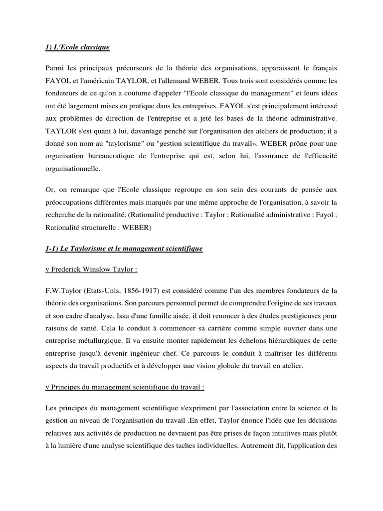 L'Ecole classique du management | PDF | Évolution de carrière