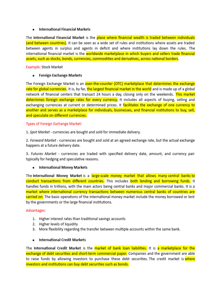Overview of International Financial Markets | PDF | Business