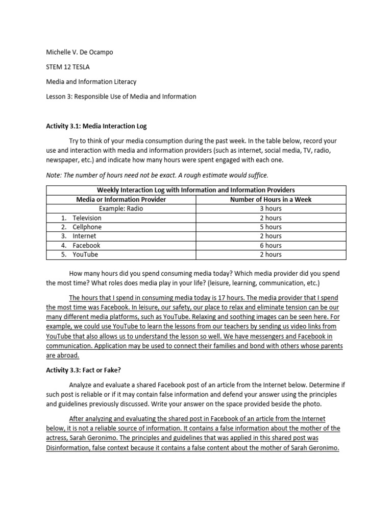 Responsible Media Use and Literacy Guide | PDF