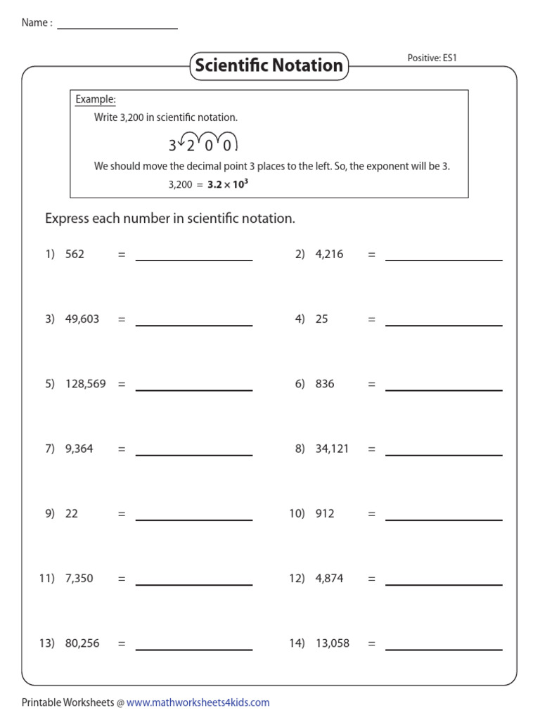 Scientific Notation Practice Worksheet | PDF
