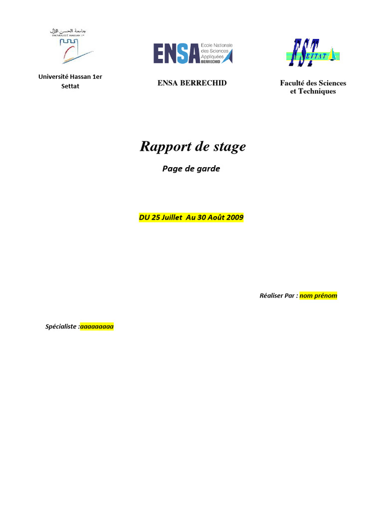 Mini Projet Rapport de Stage | PDF