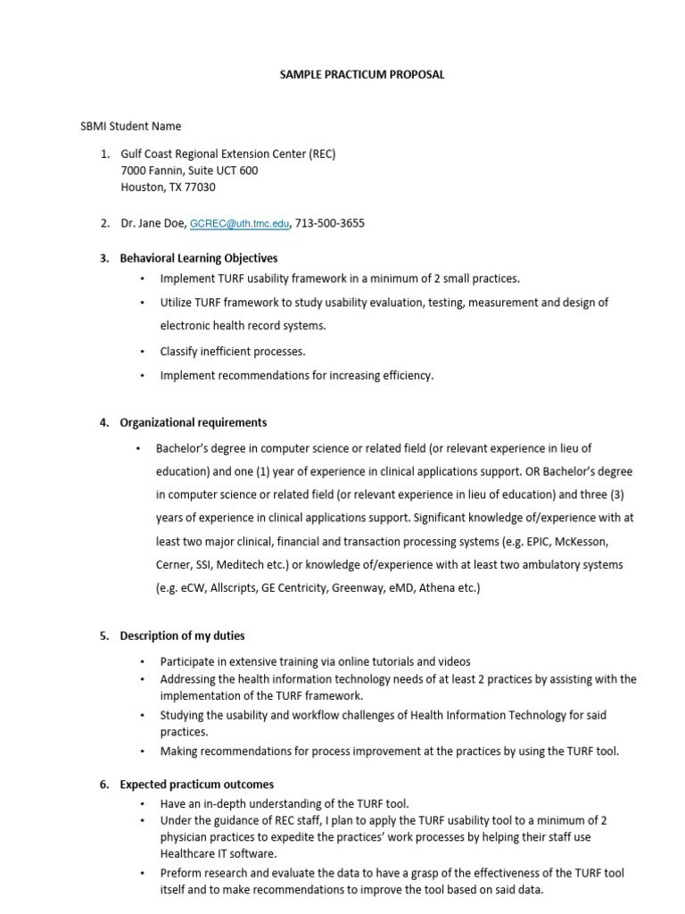 Sample Practicum Proposal File | PDF
