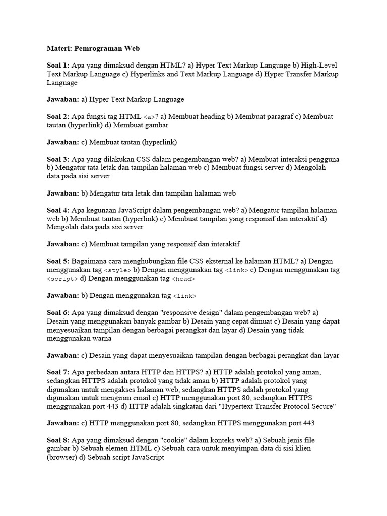 Soal Latihan Pemrograman Web | PDF