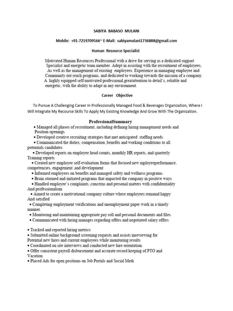 Sabiya Mulani Updated Resume (Hassan) - 7 | PDF